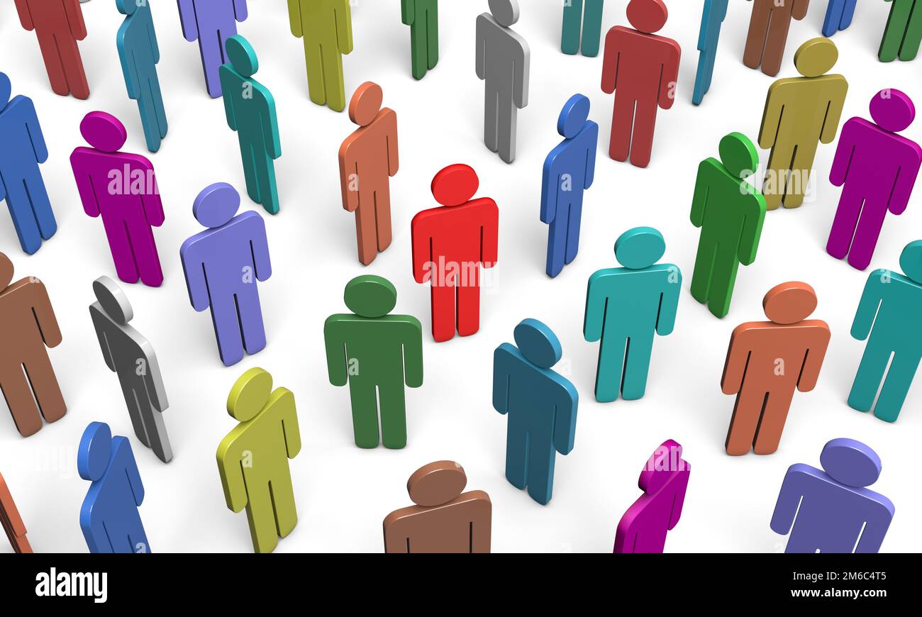 Equality and justice (symbolic figures of people). 3D rendering ...