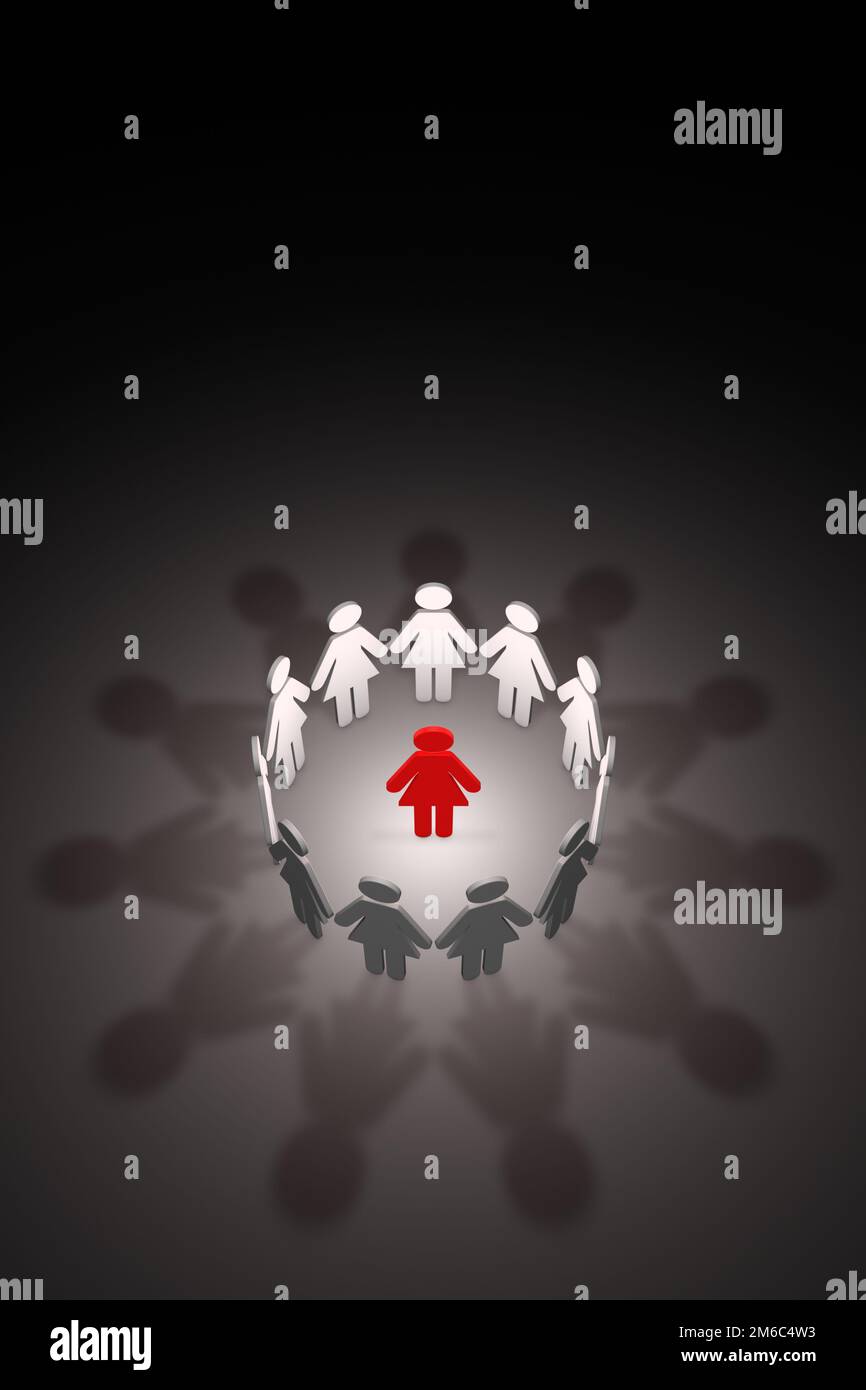 Female team. Strong leader (symbolic figures of people). 3D ...