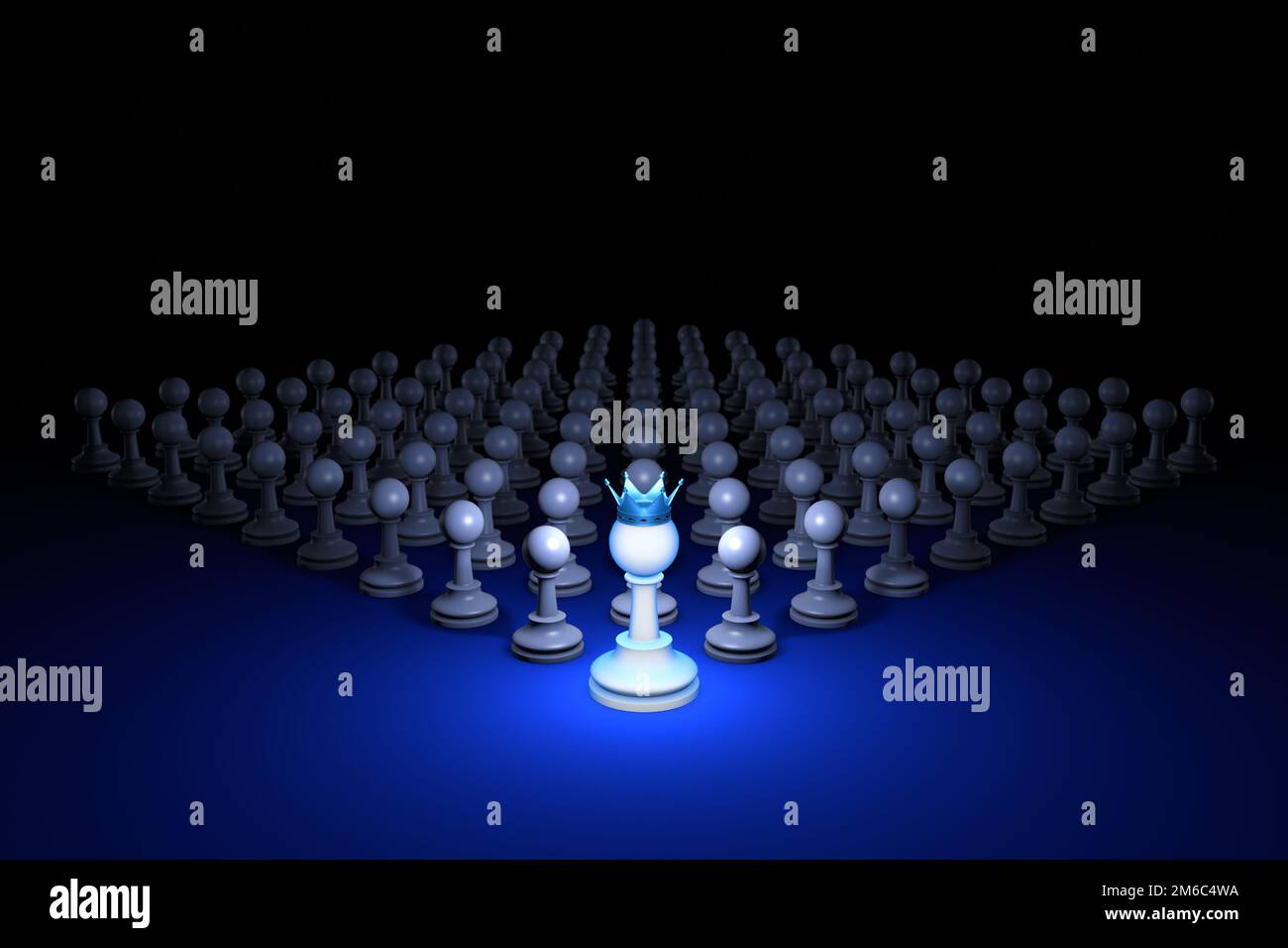 Strong army (chess metaphor). 3D rendering illustration. Free space for ...