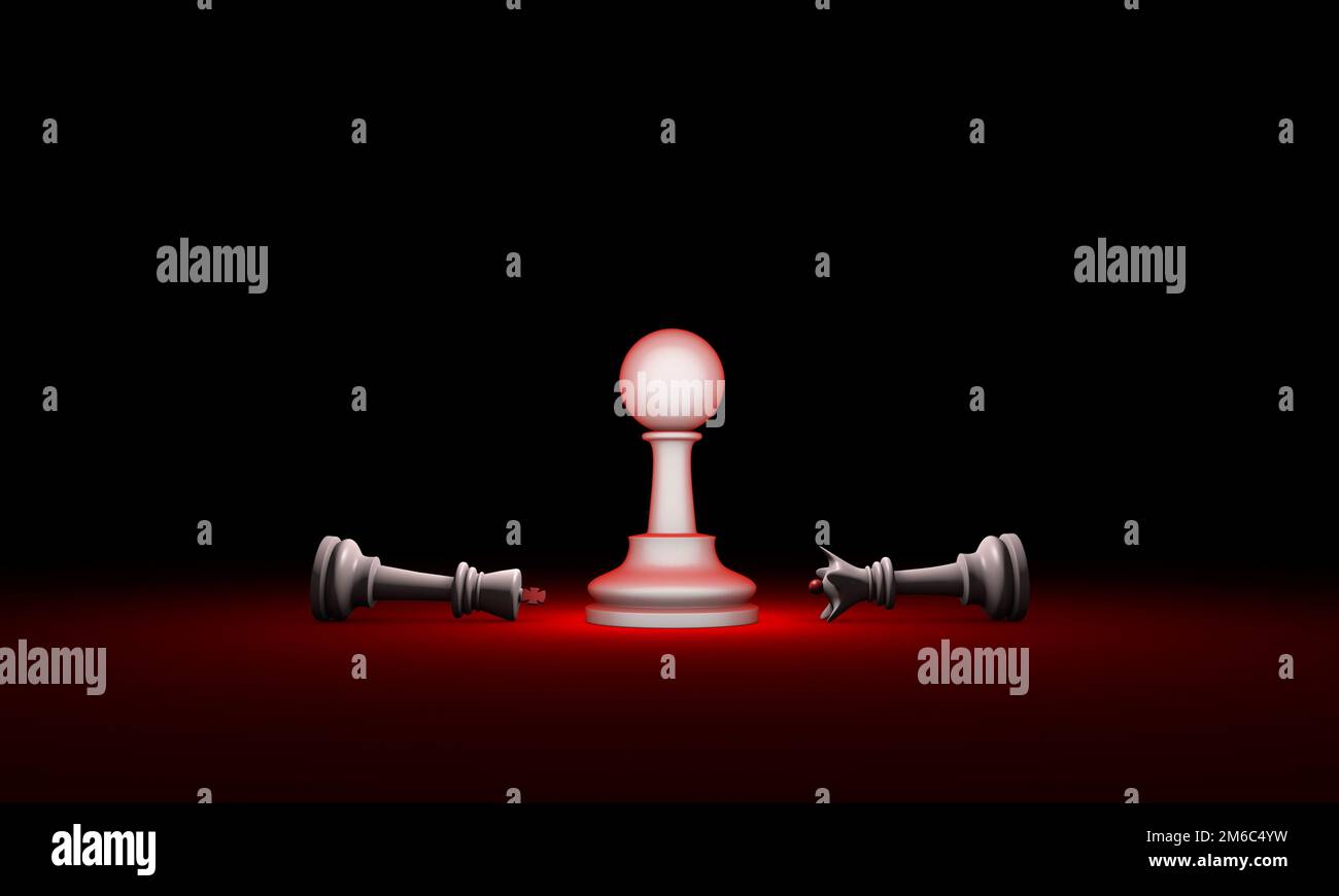 Paradox. Strength and weakness (chess metaphor). 3D render illustration ...