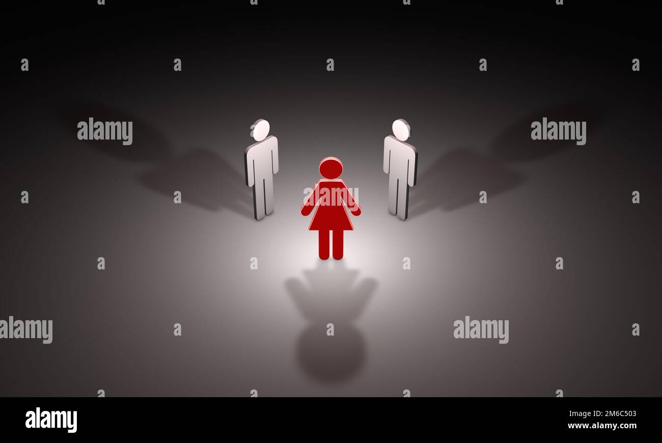 Love and jealousy (symbolic figures of people). 3D illustration ...