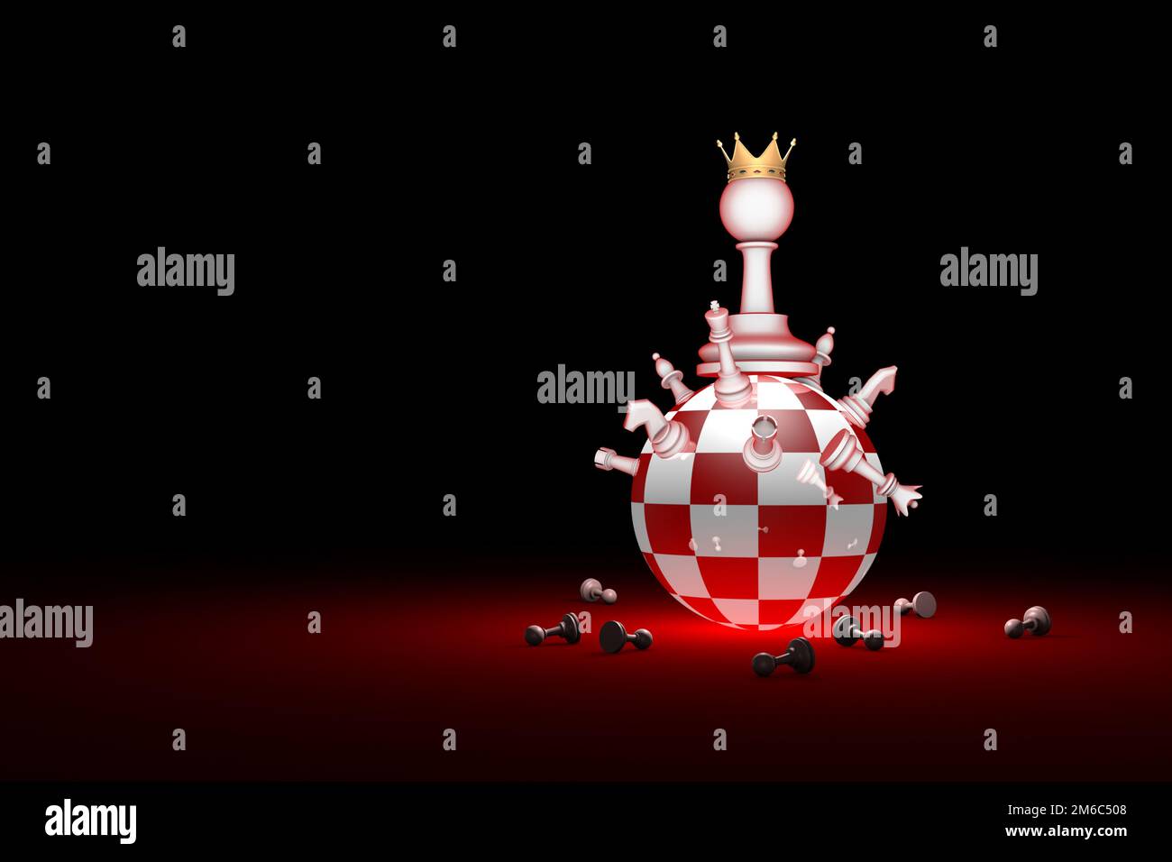 Big changes. The new ruler. Elite Society (chess metaphor). 3D render ...