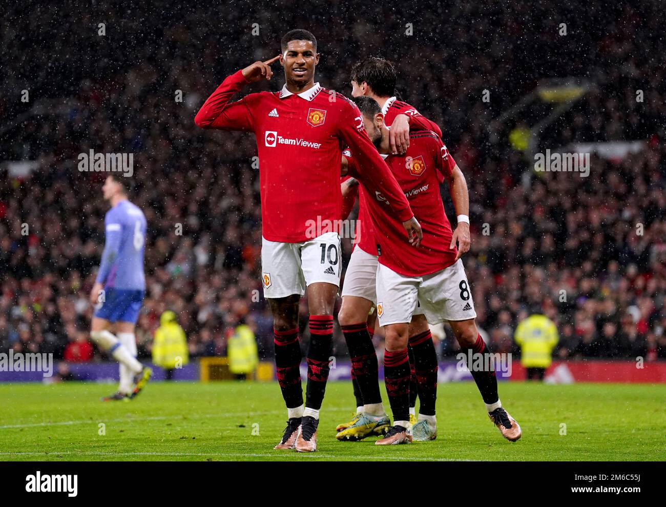 Manchester United's Marcus Rashford celebrates scoring their side's ...