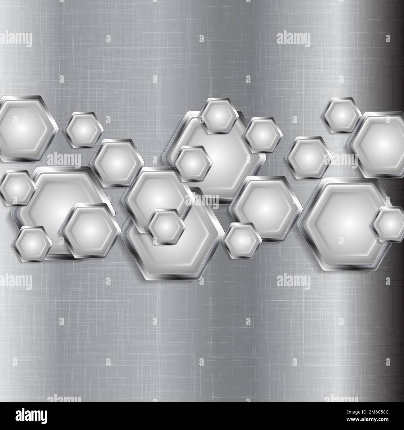 Abstract tech grey background with metal hexagons Stock Photo - Alamy