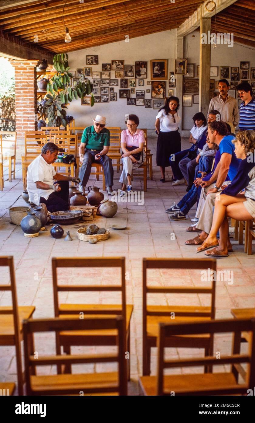 Dona Rosa's son making pottery in San Bartolo Coyotepec Mexico Stock ...