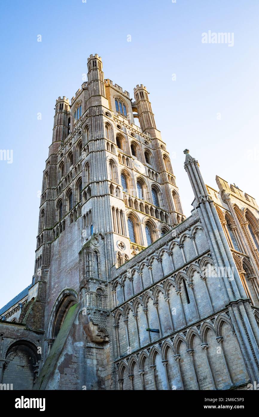 Blue sky over Ely Cathedral in Ely, Suffolk Stock Photo - Alamy