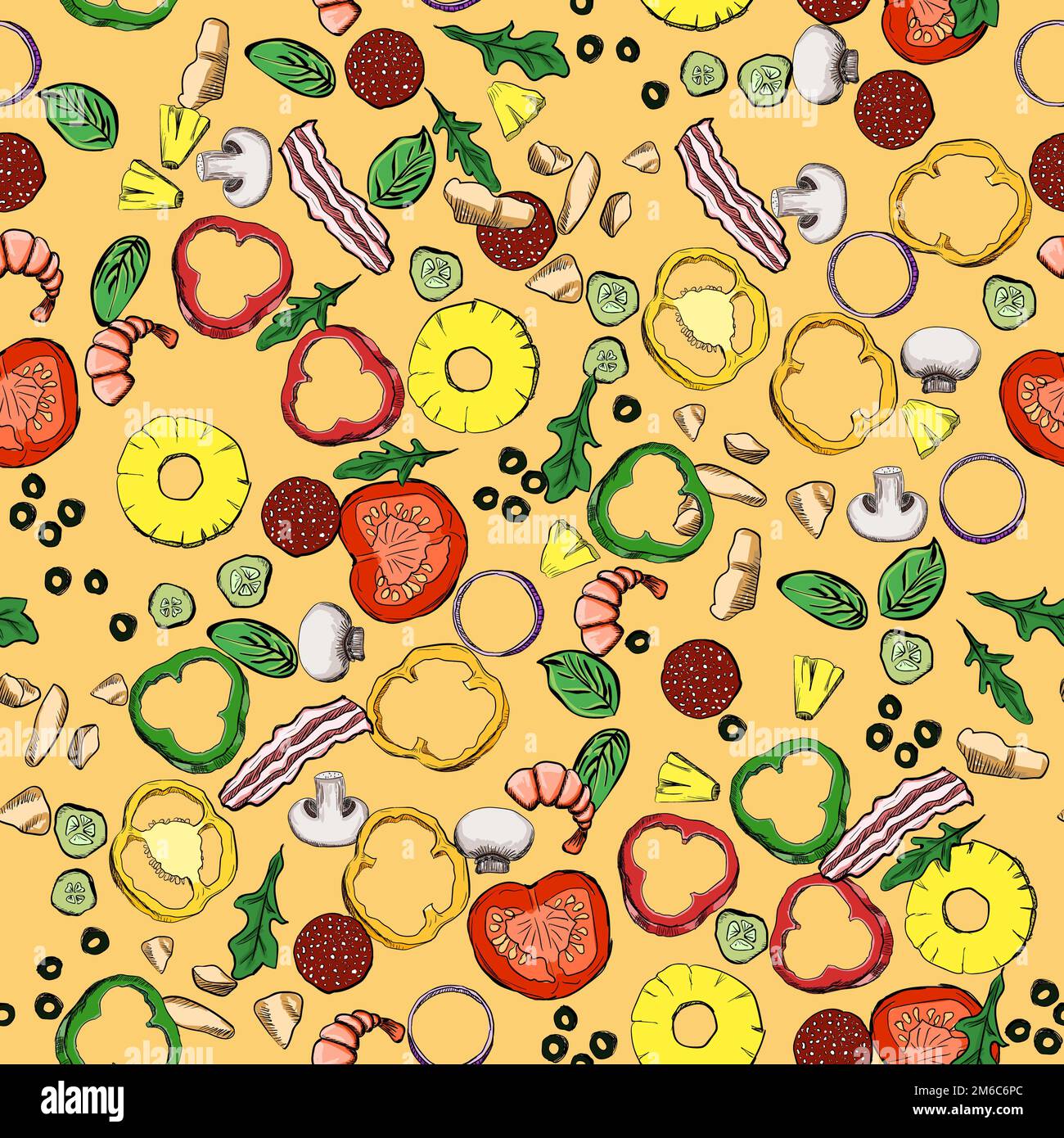 Seamless food ingredients pattern Stock Photo - Alamy