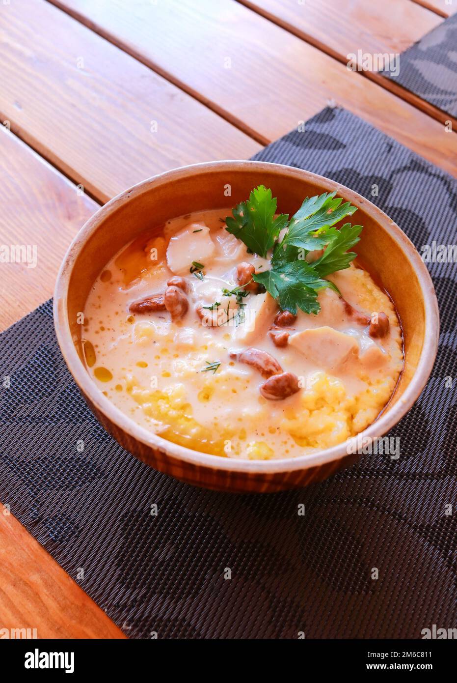 Banosh - Ukrainian Hutsul meal - maize porridge - with bacon ...