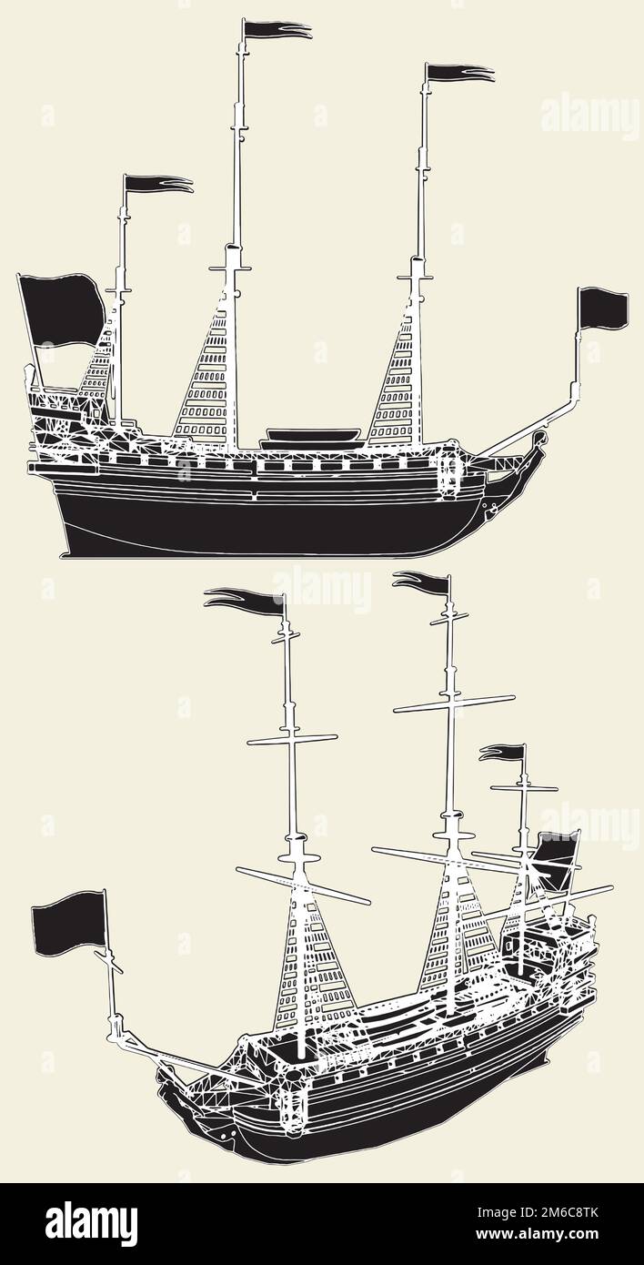 The Ancient Ship Vector Stock Vector Image & Art - Alamy