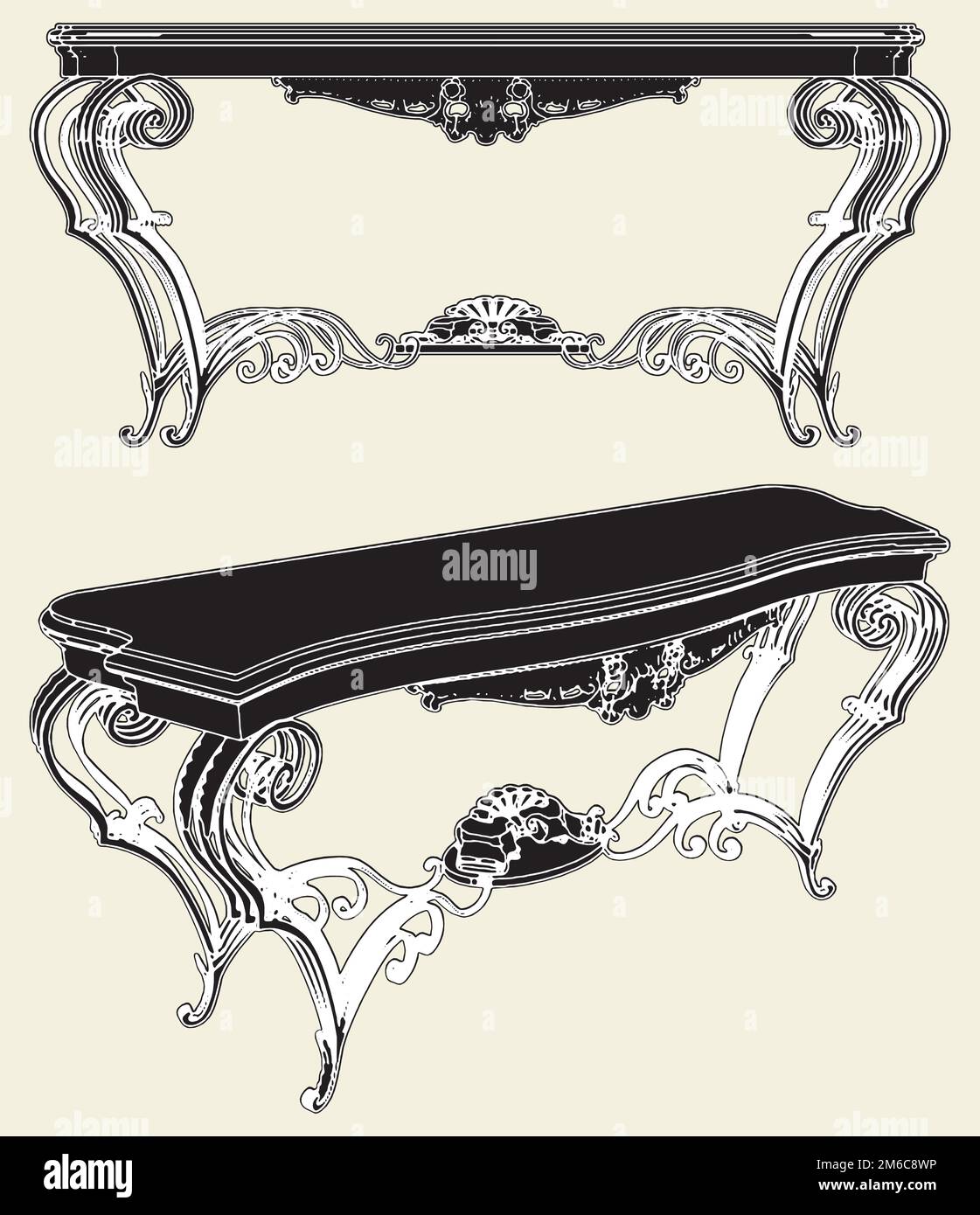White ornate table and chair Stock Vector Images - Alamy