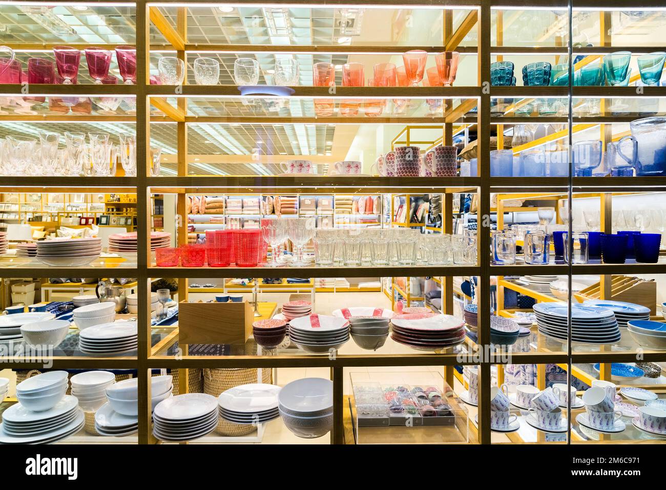 Large shop window with utensils Stock Photo - Alamy