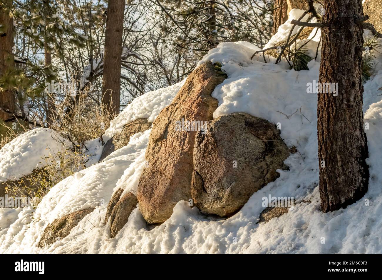 Boulder Rocks, Climate Change at Southern California, Big Bear Mountain ...