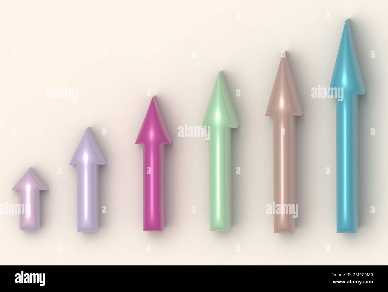 Multi-colored arrows pointing up on a beige background, a graph with ...