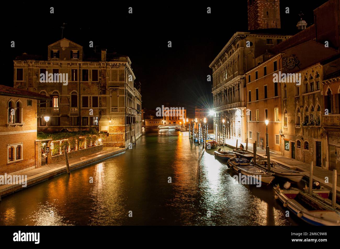Grand Canal of Venice illuminated at night Stock Photo - Alamy