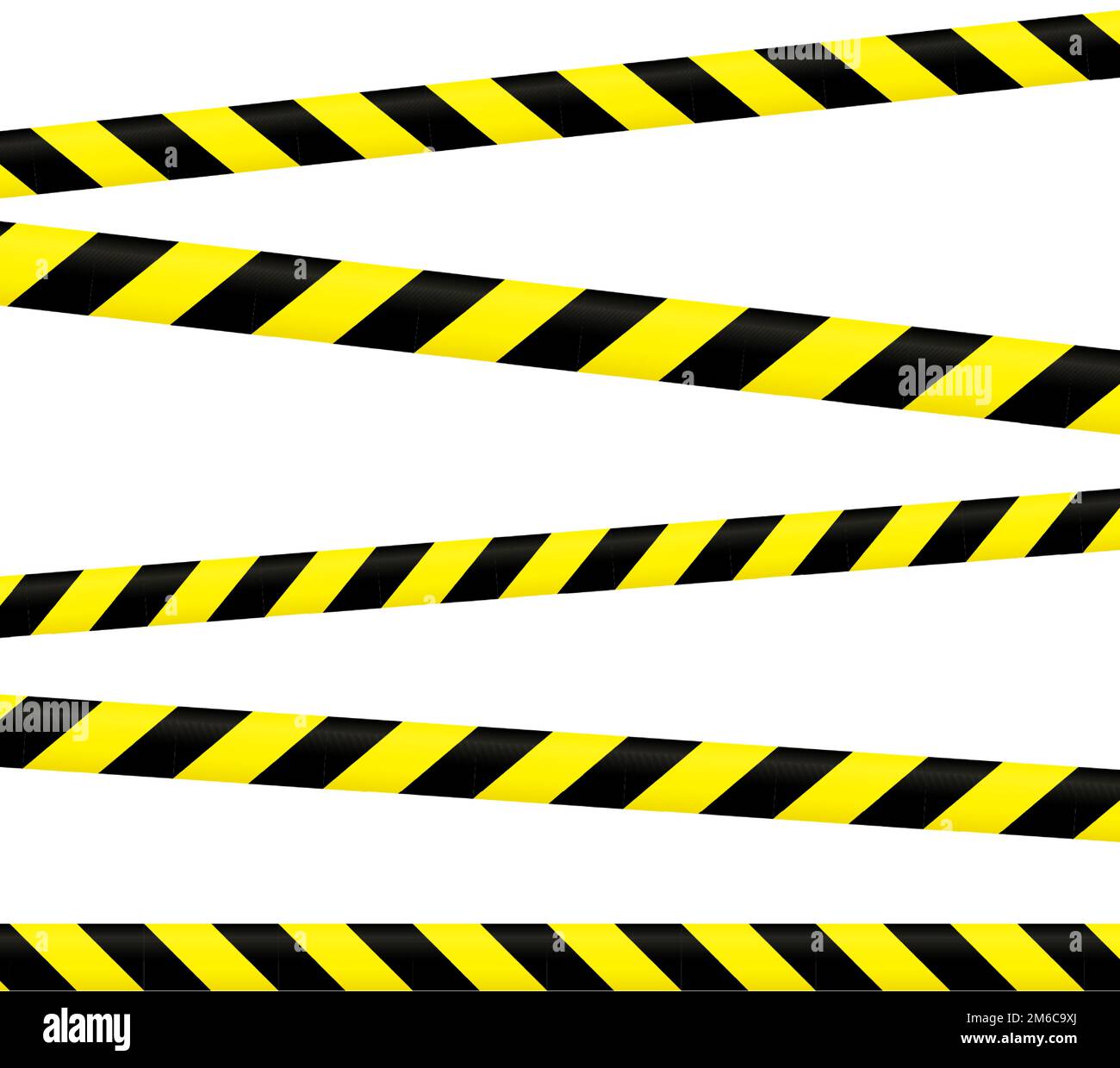 Crossed caution tape set. Yellow and black warning stripes. Repeating ...