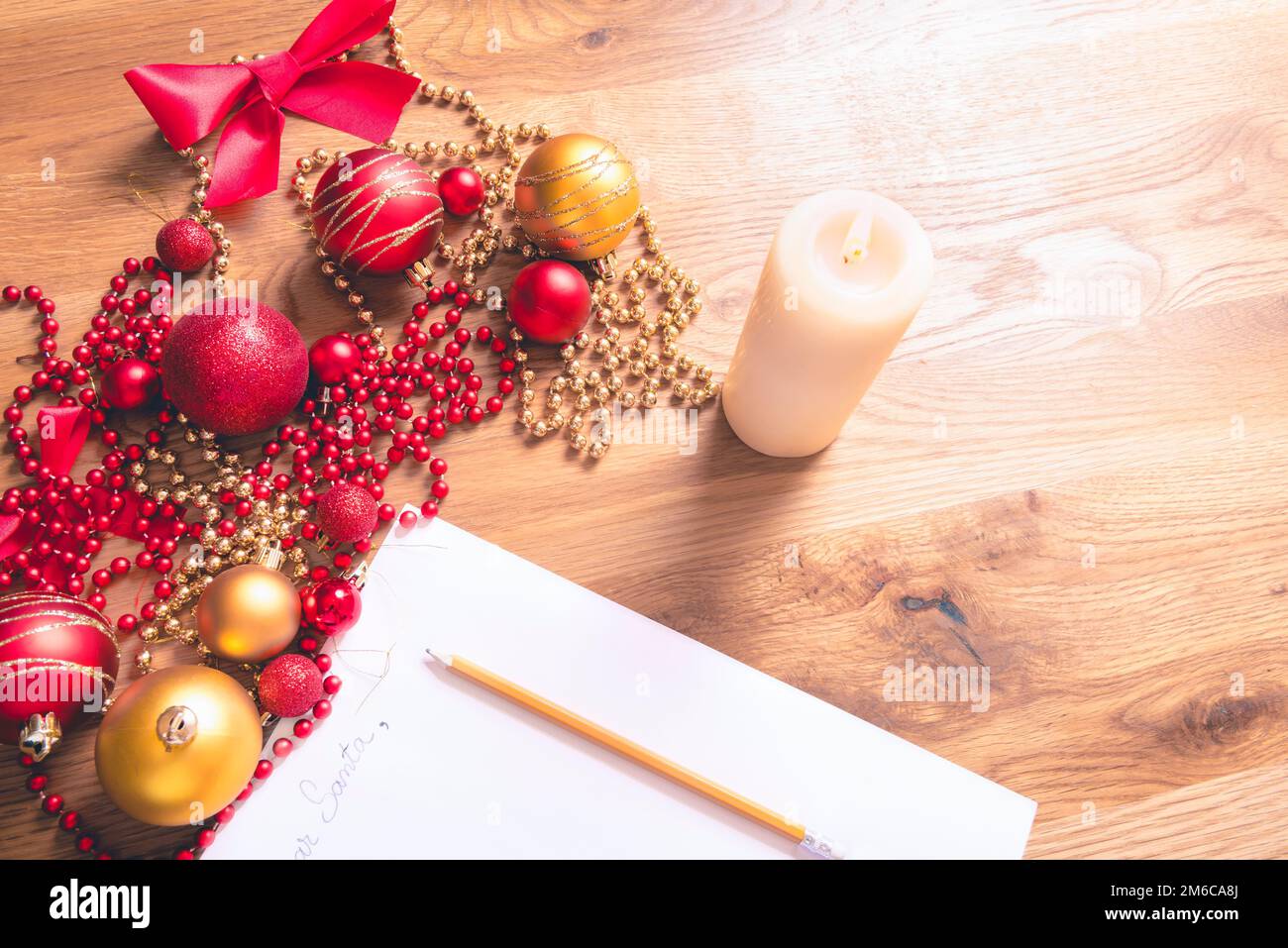 Christmas letter and decorations Stock Photo - Alamy