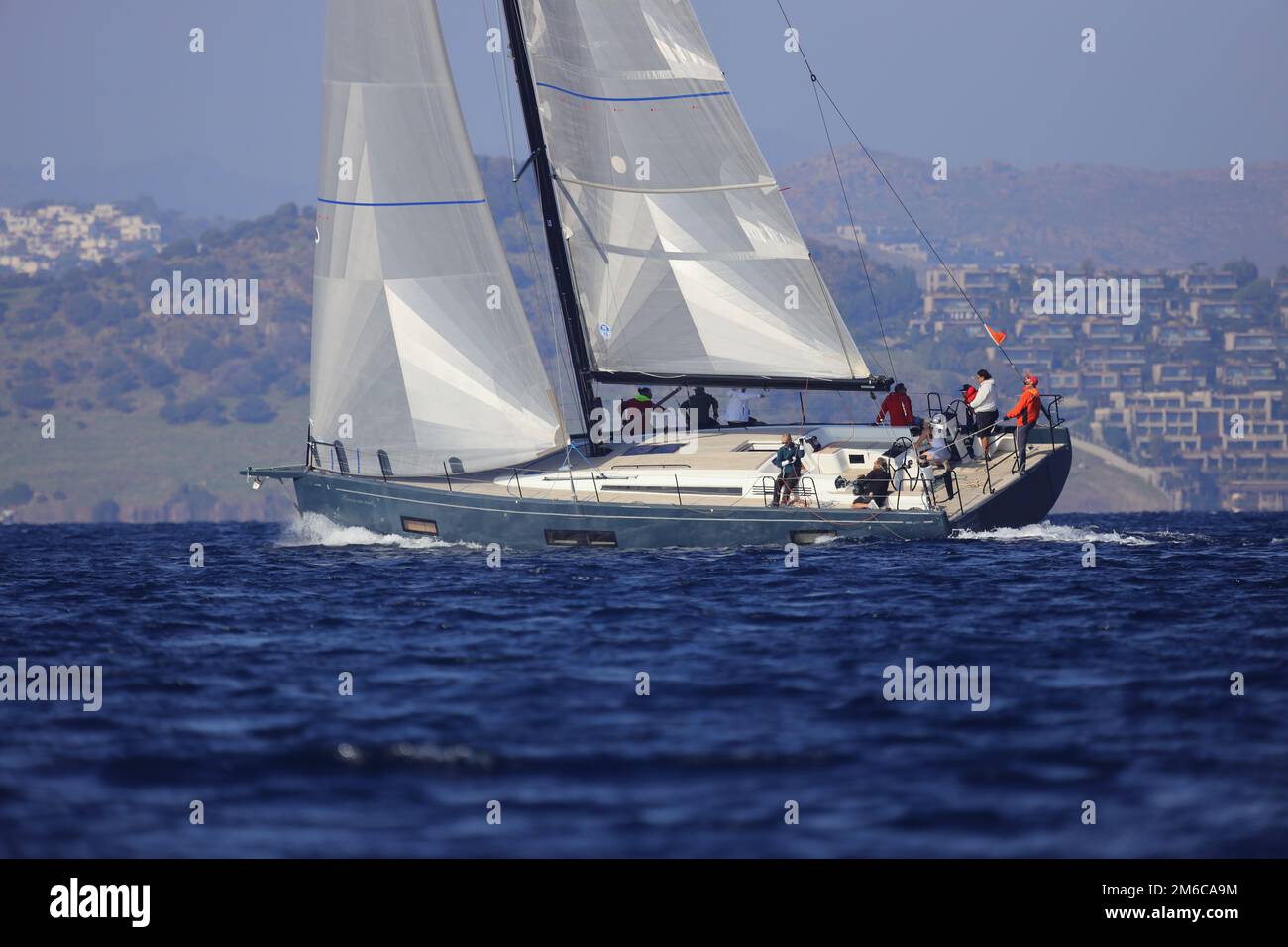 Bodrum,Turkey. 06 December 2022: Sailboats sail in windy weather in the ...