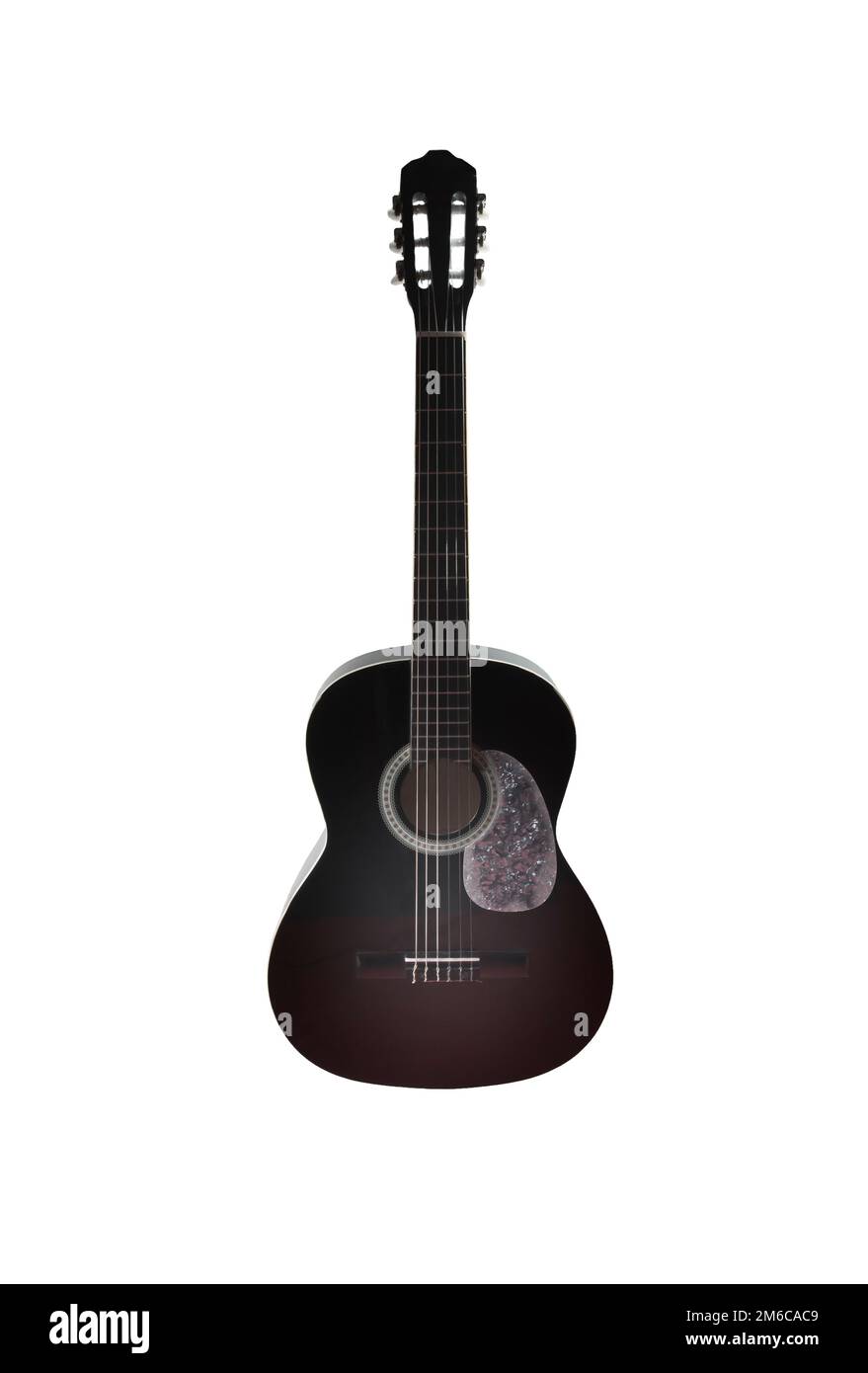 Black acoustic guitar on white background Stock Photo - Alamy