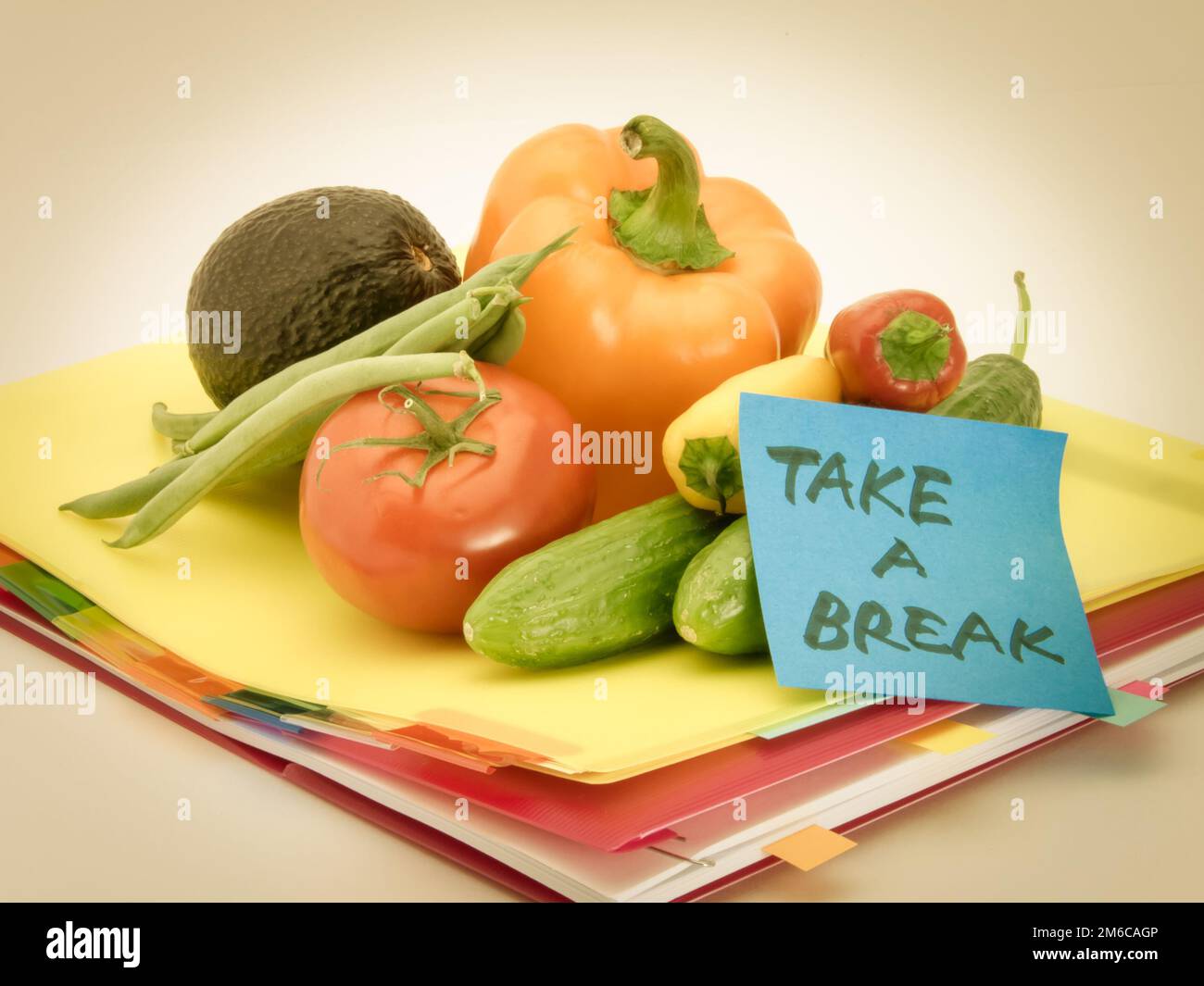 Present of vegetables and messages for careing hard work Stock Photo ...