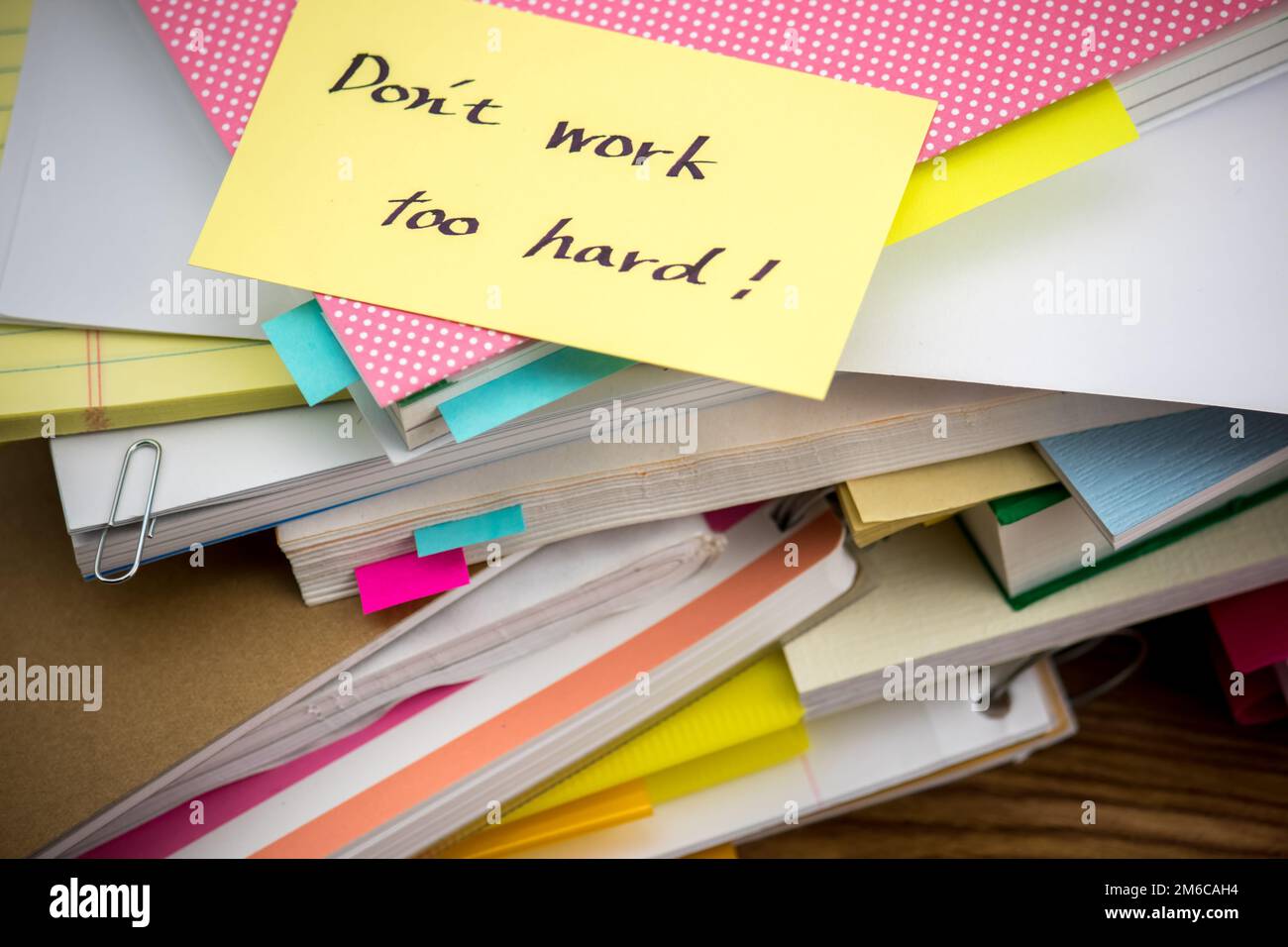 Don't Work Too Hard; The Pile of Business Documents on the Desk Stock ...