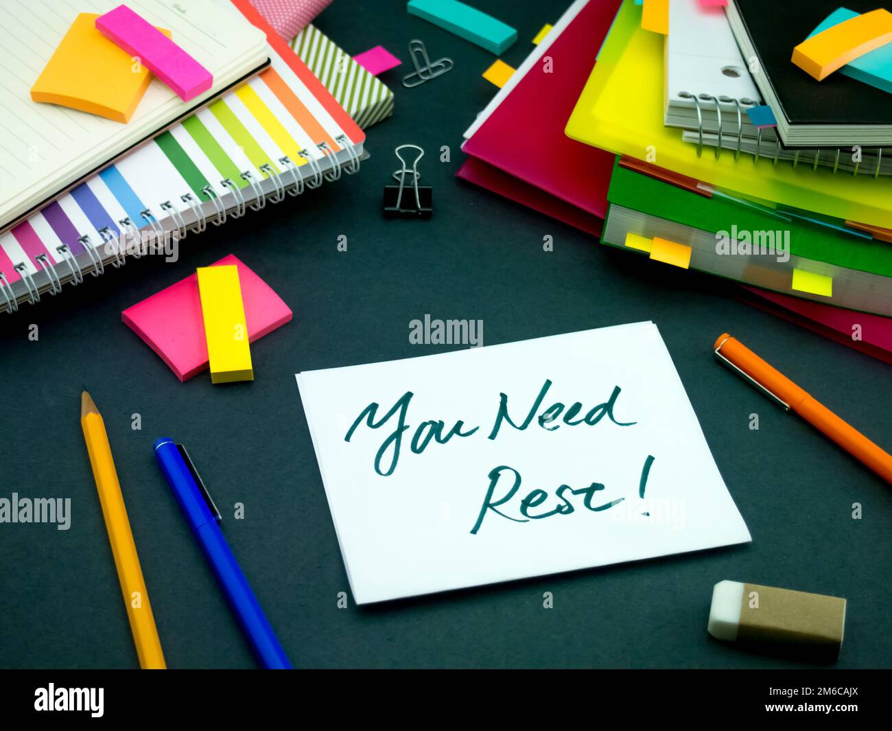 Somebody Left the Message on Your Working Desk; You Need Rest Stock ...