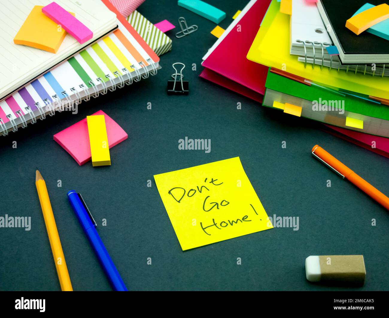 Somebody Left the Message on Your Working Desk; Don't Go Home Stock ...