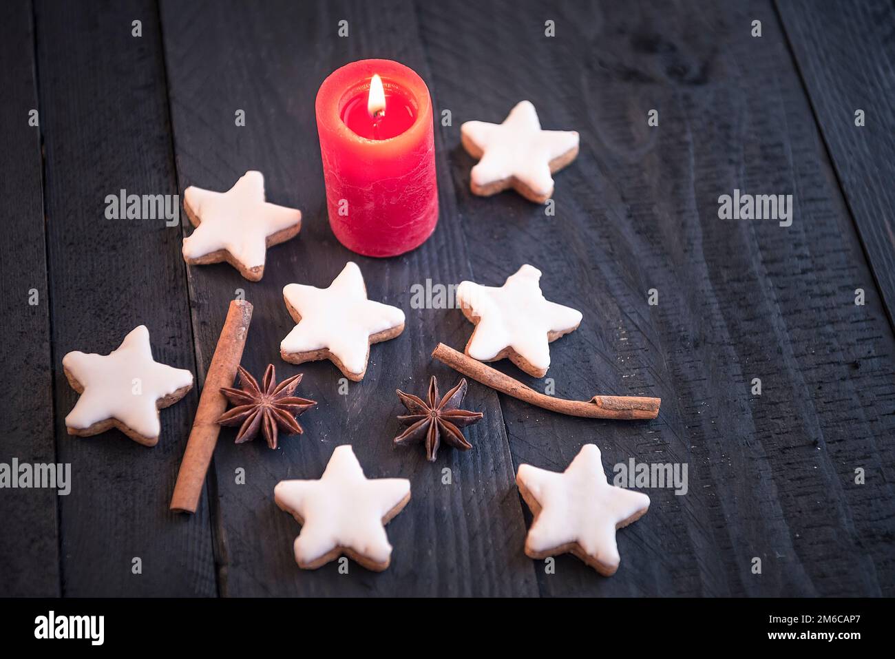 Star shape cookies and candlelight Stock Photo - Alamy