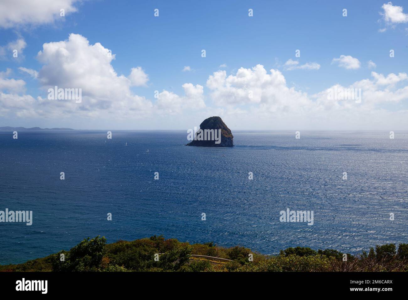 View of the Diamond rock in the caribbean ocean in Martinique Stock ...