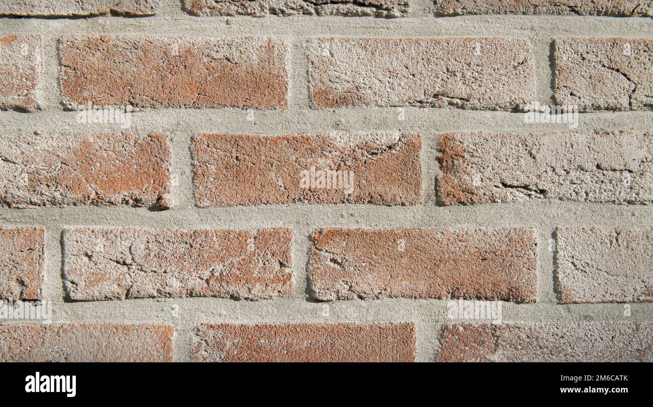 Texture of a brick wall with salt coating Stock Photo - Alamy