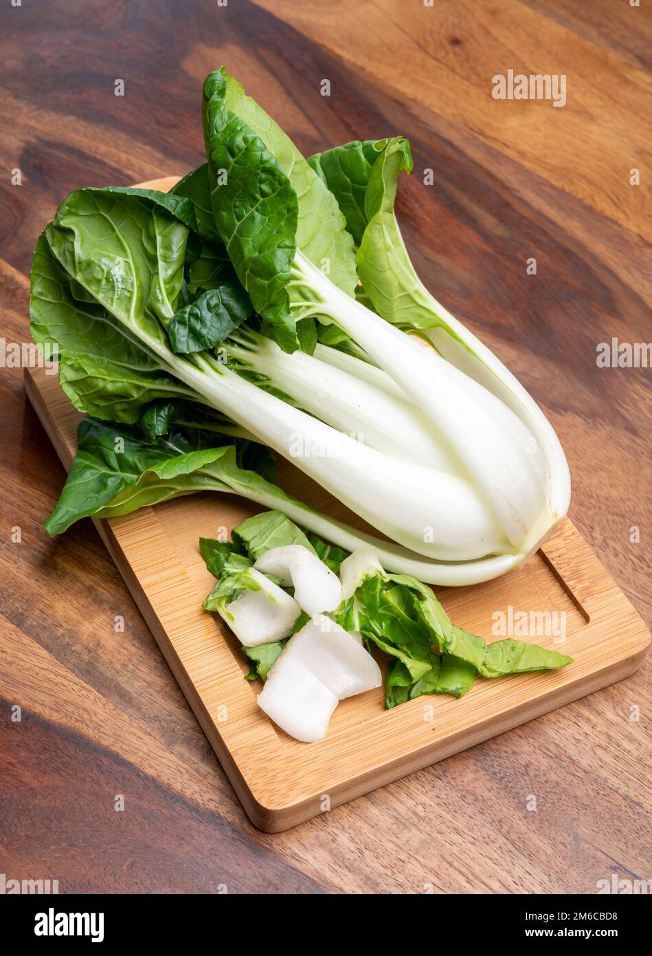 Young fresh organic white bok choy or bak choi Chinese cabbage ready to ...