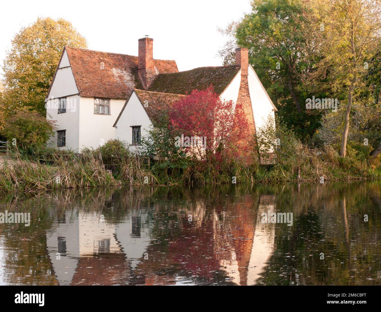 Willy lotts cottage at flatford mill in suffolk in autumn reflections ...