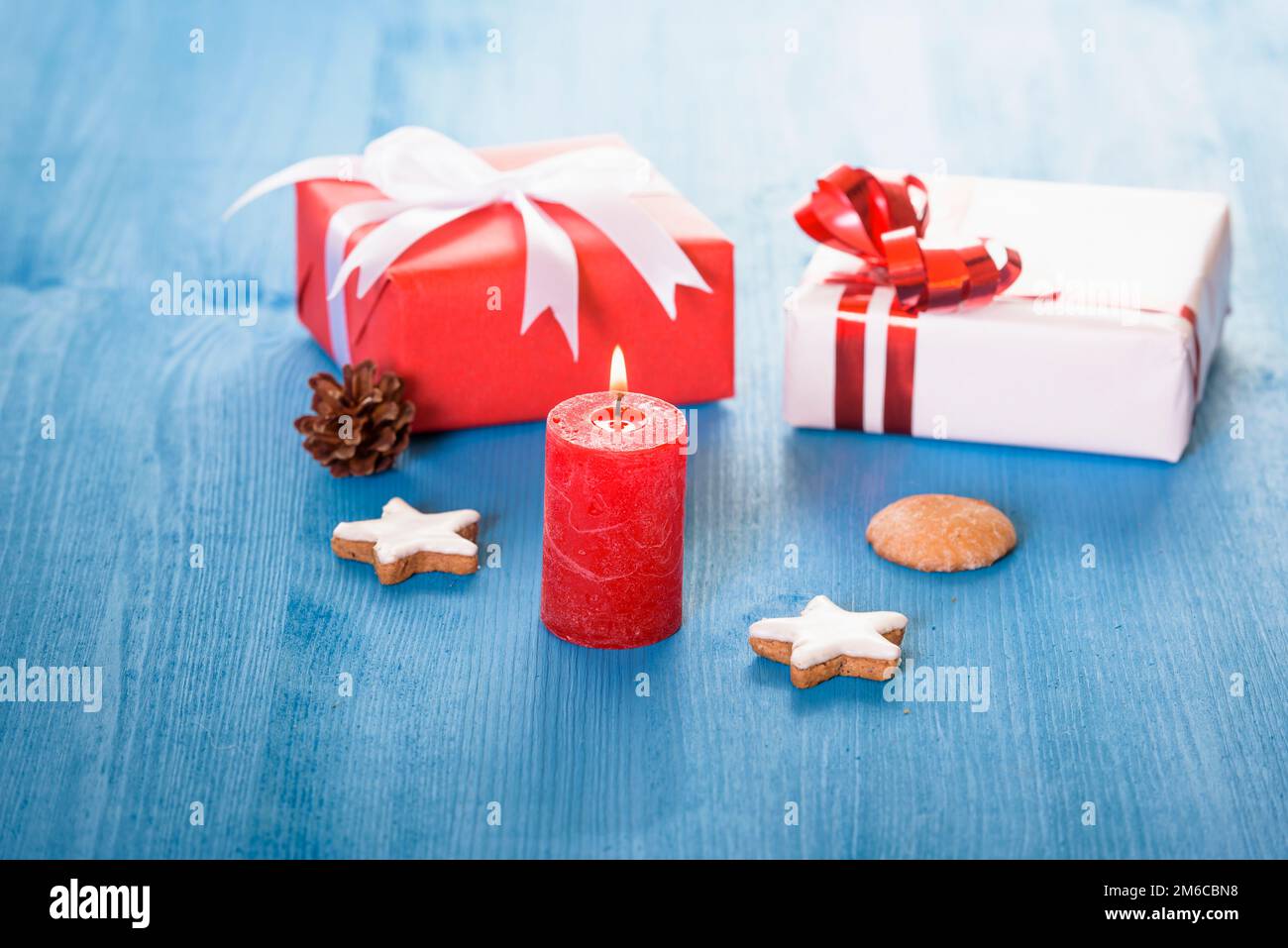 Blue candle on table hi-res stock photography and images - Alamy