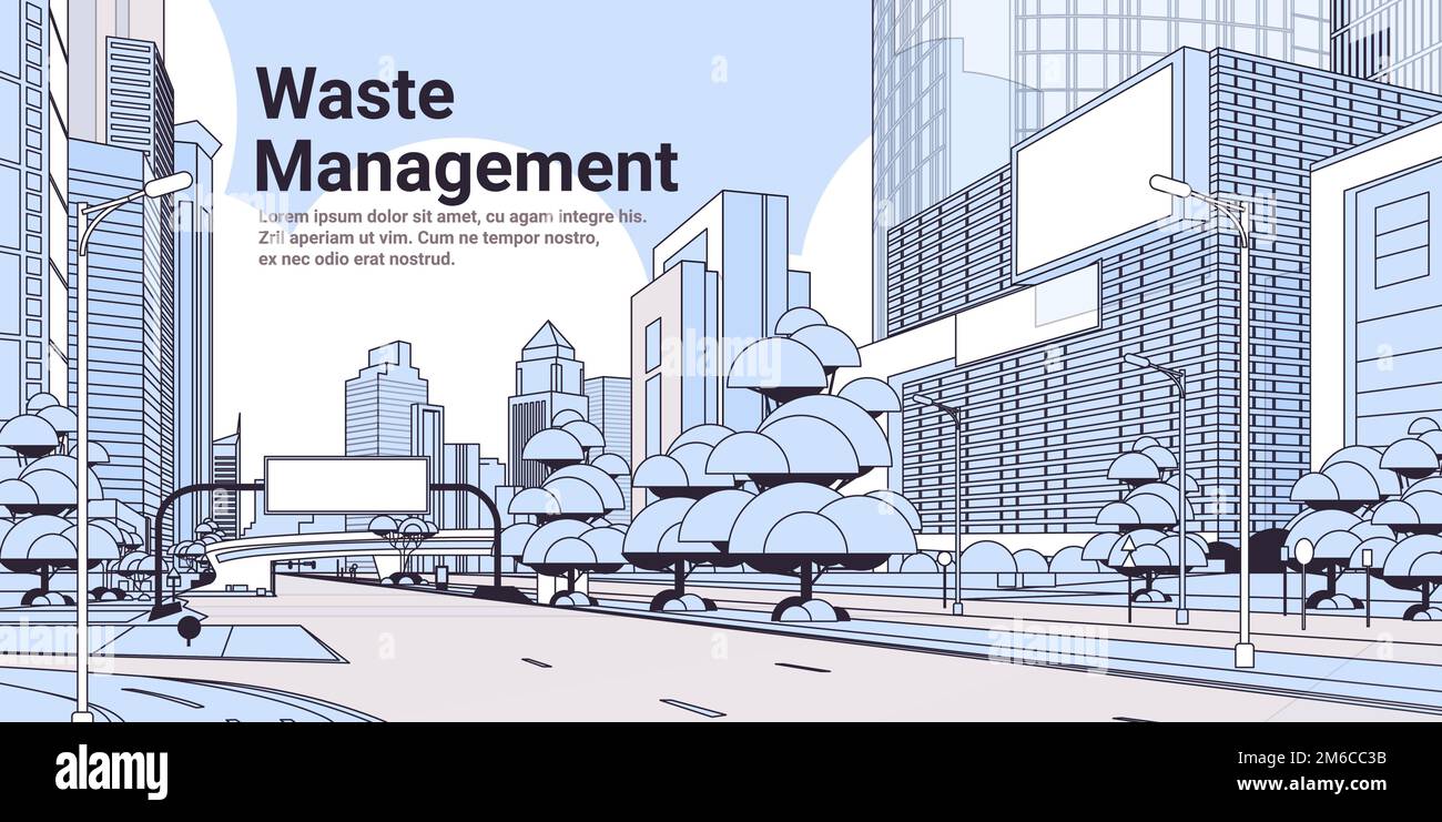 city buildings skyline modern architecture waste management concept ...