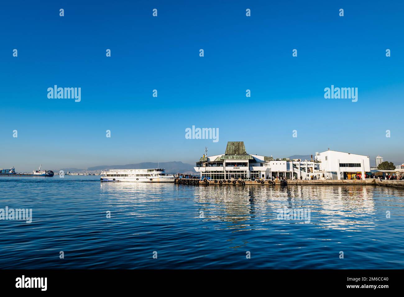 Izmir, Turkey - December 2022: Konak ferry port by waterfront promenade ...