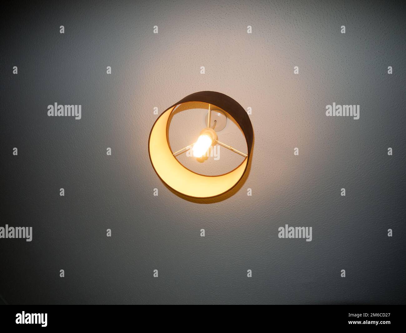 Bedroom ceiling light turned on electricity white bright Stock Photo ...