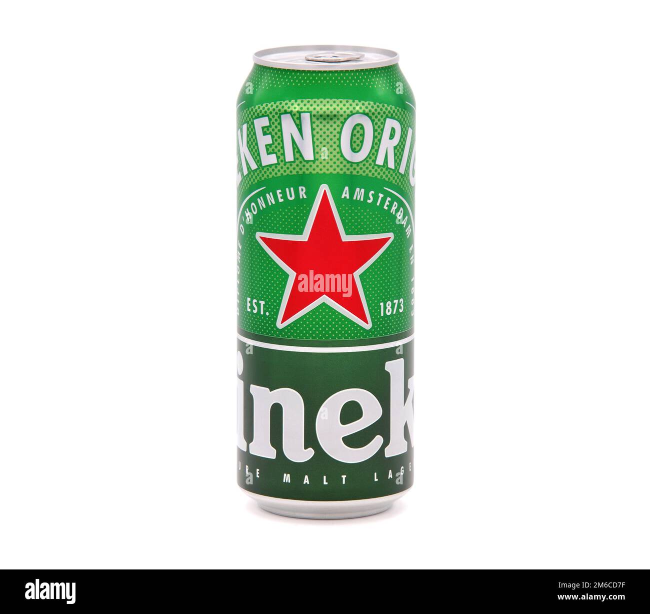 BUCHAREST, ROMANIA - JANUARY 8, 2020. Can of Heineken Original Beer ...