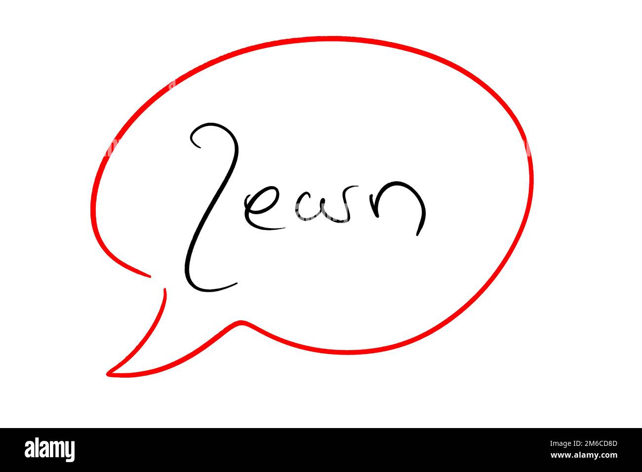 Learn speech bubble black on white handwritten Stock Photo - Alamy