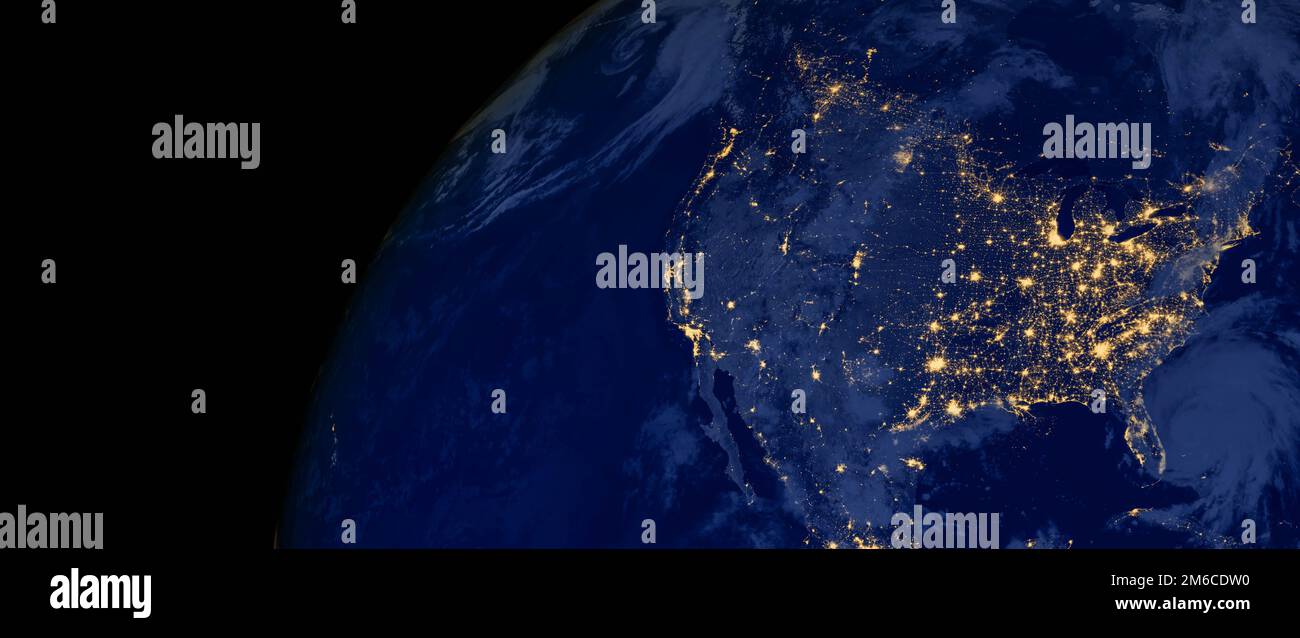 United States of America lights during night as it looks like from ...