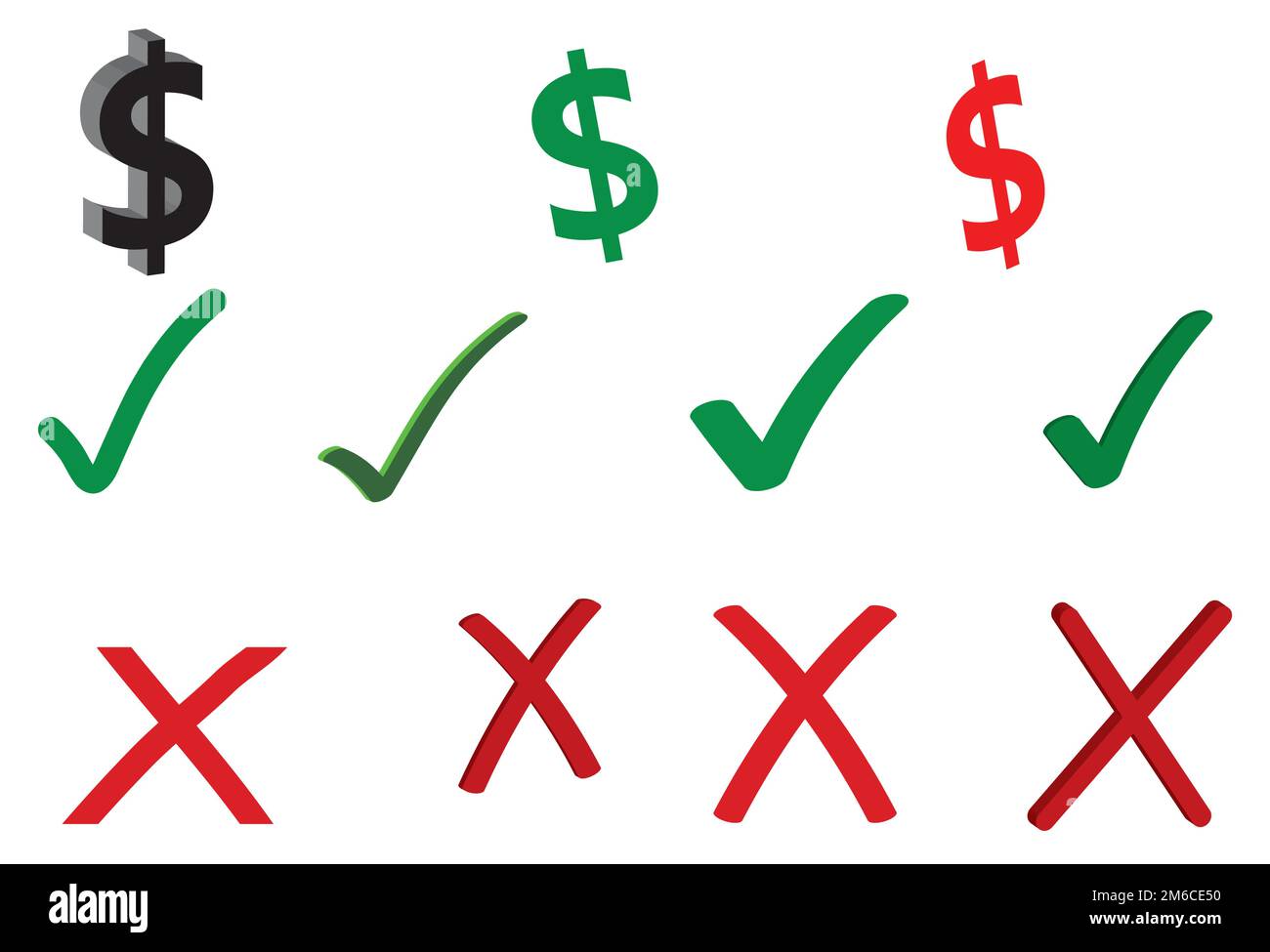 vector of dollar sign in green red and black also green tick sign and ...