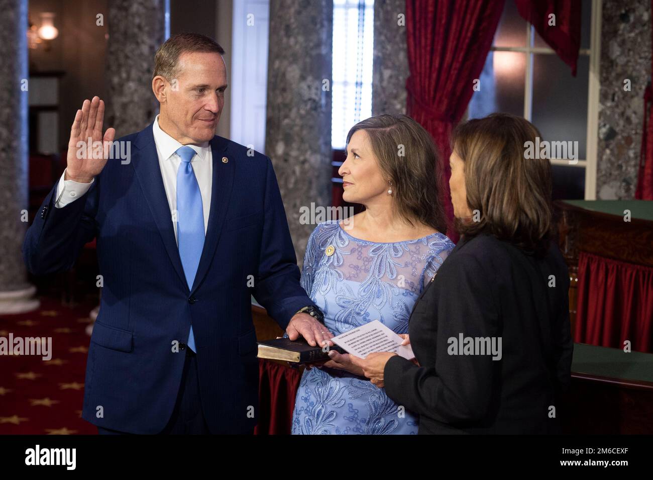 United States Vice President Kamala Harris administers the Oath of ...