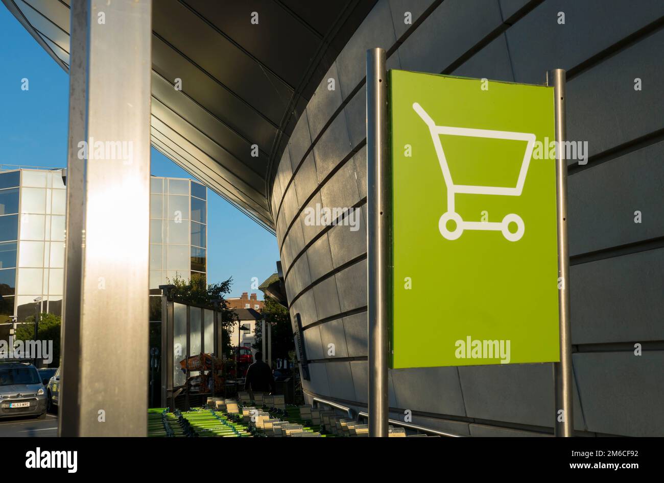 UK, England, supermarket trolley station Stock Photo - Alamy