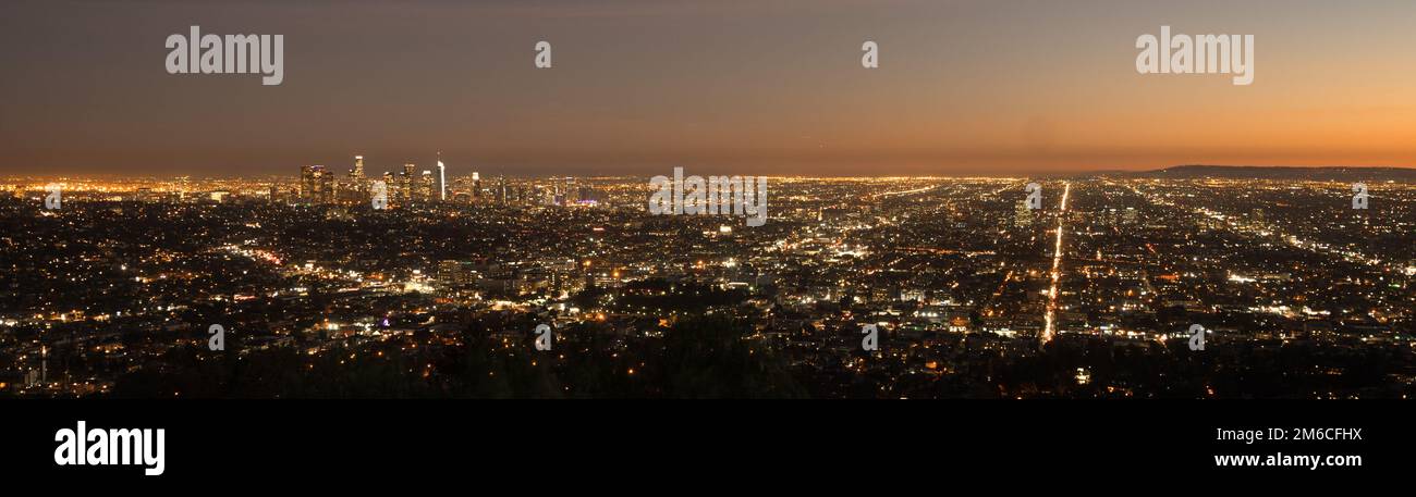 Beautiful Light Los Angeles Downtown City Skyline Urban Metropolis ...