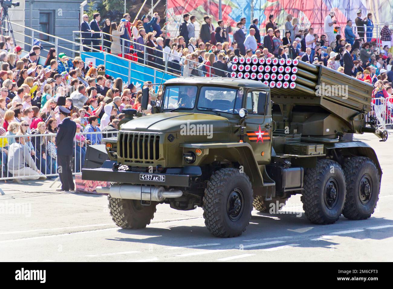 Russian military transport at the parade on annual Victory Day Stock ...