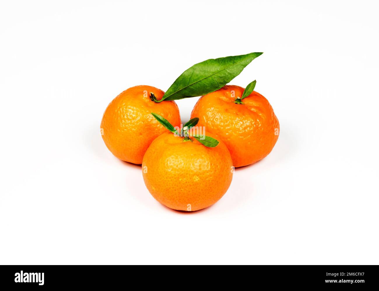 Three orange ripe mandarins on a white background Stock Photo - Alamy