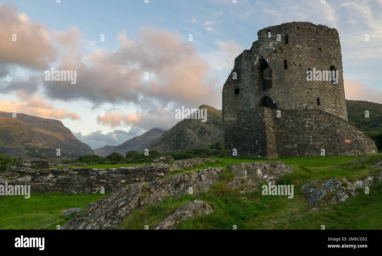 Dolbadarn ruins of castle on the foot of Snowdon mountain in Gwynedd ...