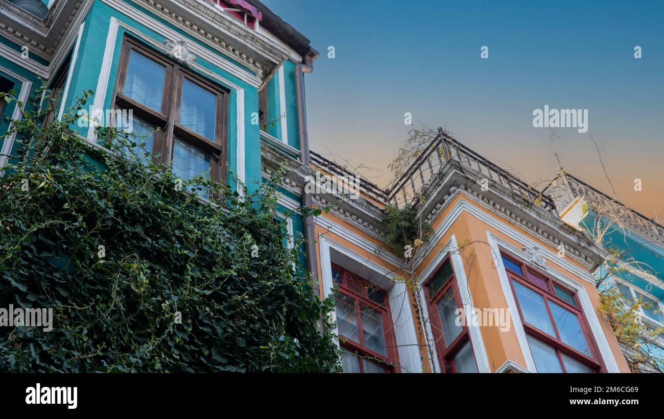 Balat district in Istanbul Turkey. Colorful houses in Balat. historic ...