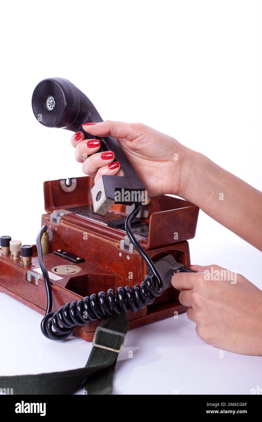 Bulgarian portable telephone set of local battery system Stock Photo ...