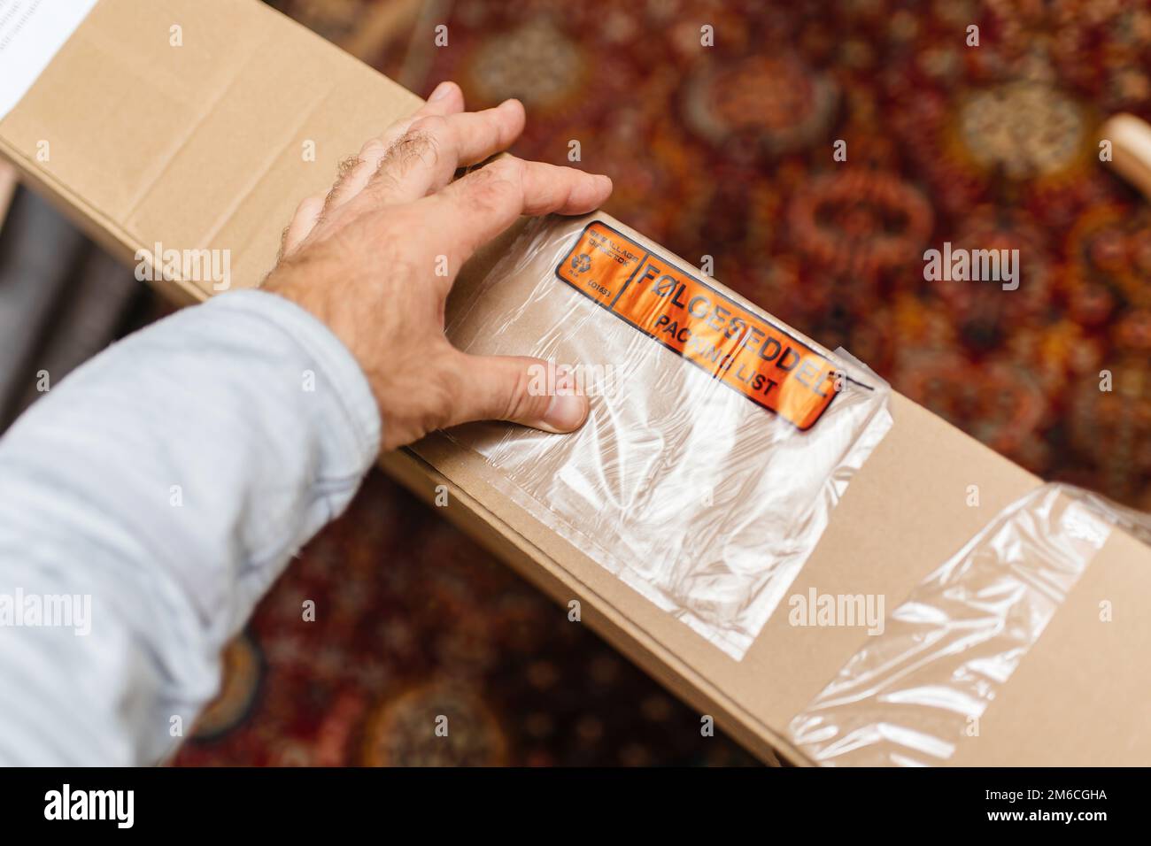 Copenhagen Denmark - Oct 25, 2022: POV male hand holding cardboard ...