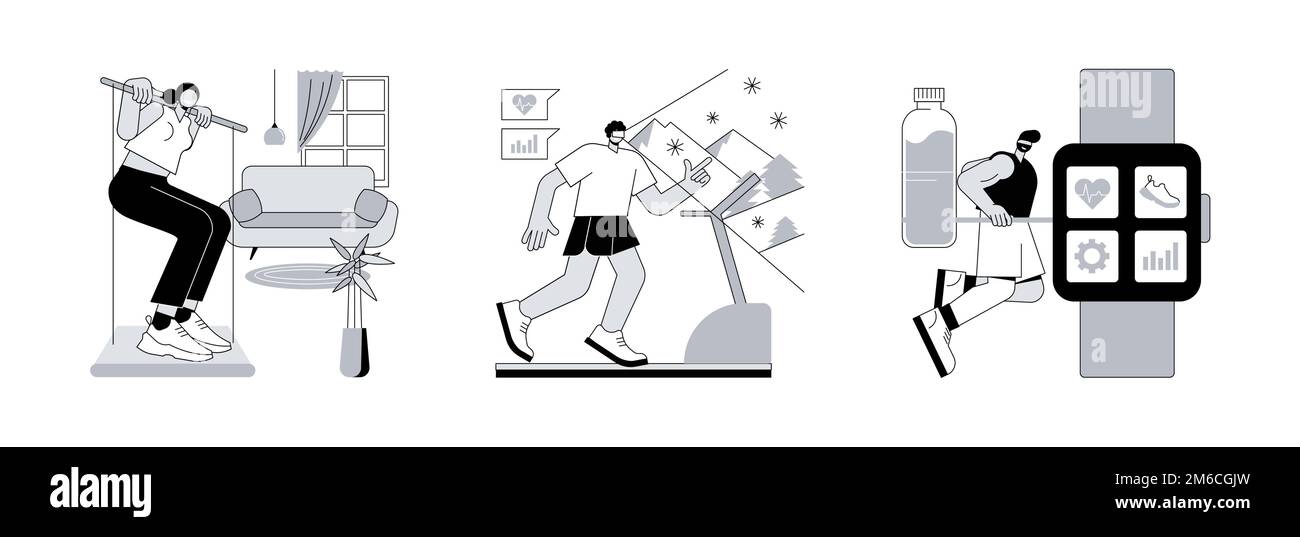 Sport lifestyle abstract concept vector illustration set. Portable ...