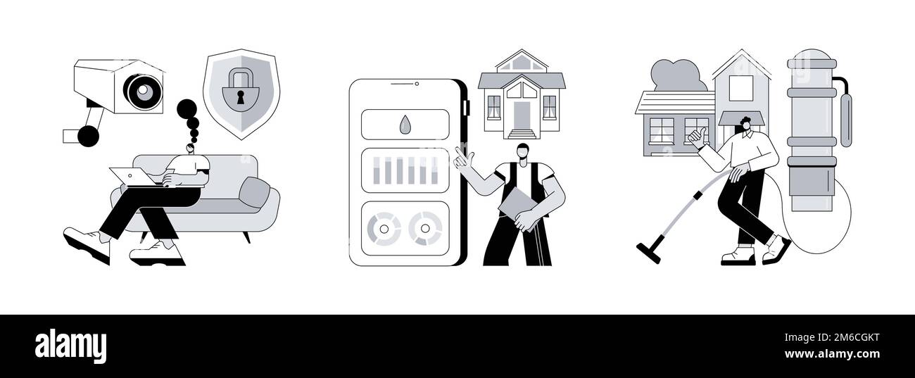 Home comfort and security abstract concept vector illustration set ...
